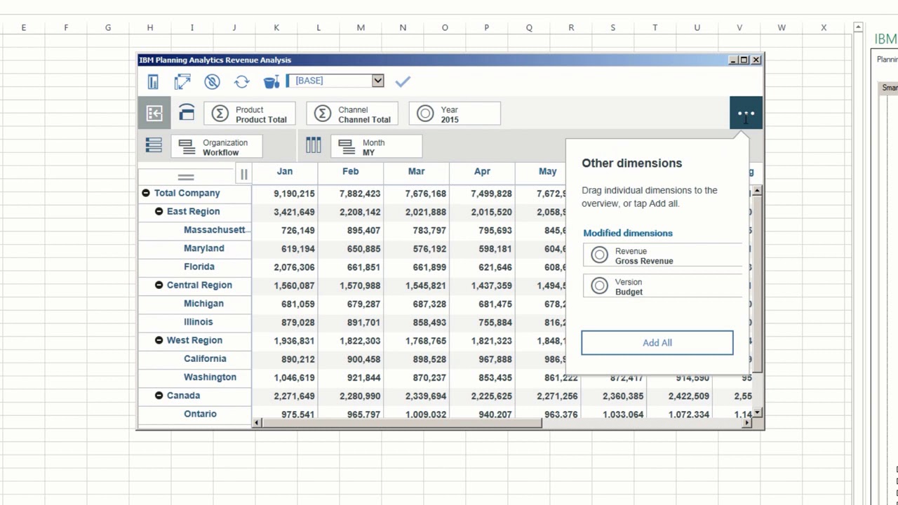 Using the viewer in Planning Analytics for Microsoft Excel