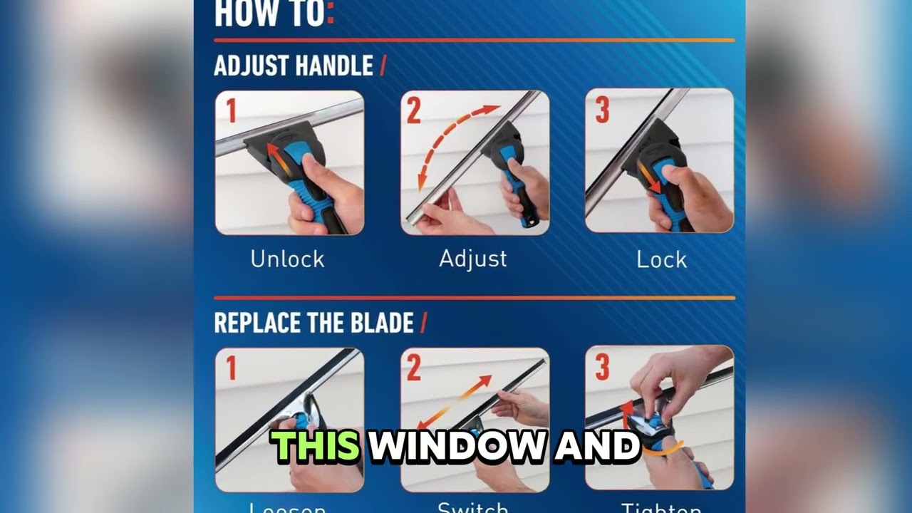 Unger Professional Connect and Clean 18” Swivel Window and Glass Cleaning Squeegee with EZ Change