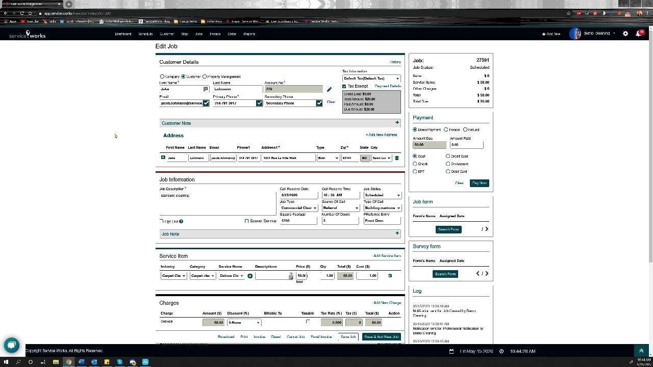 ServiceWorks | Job Log
