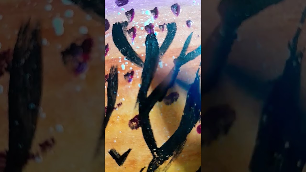 oil pastel colour drawing making three colour mixing tree