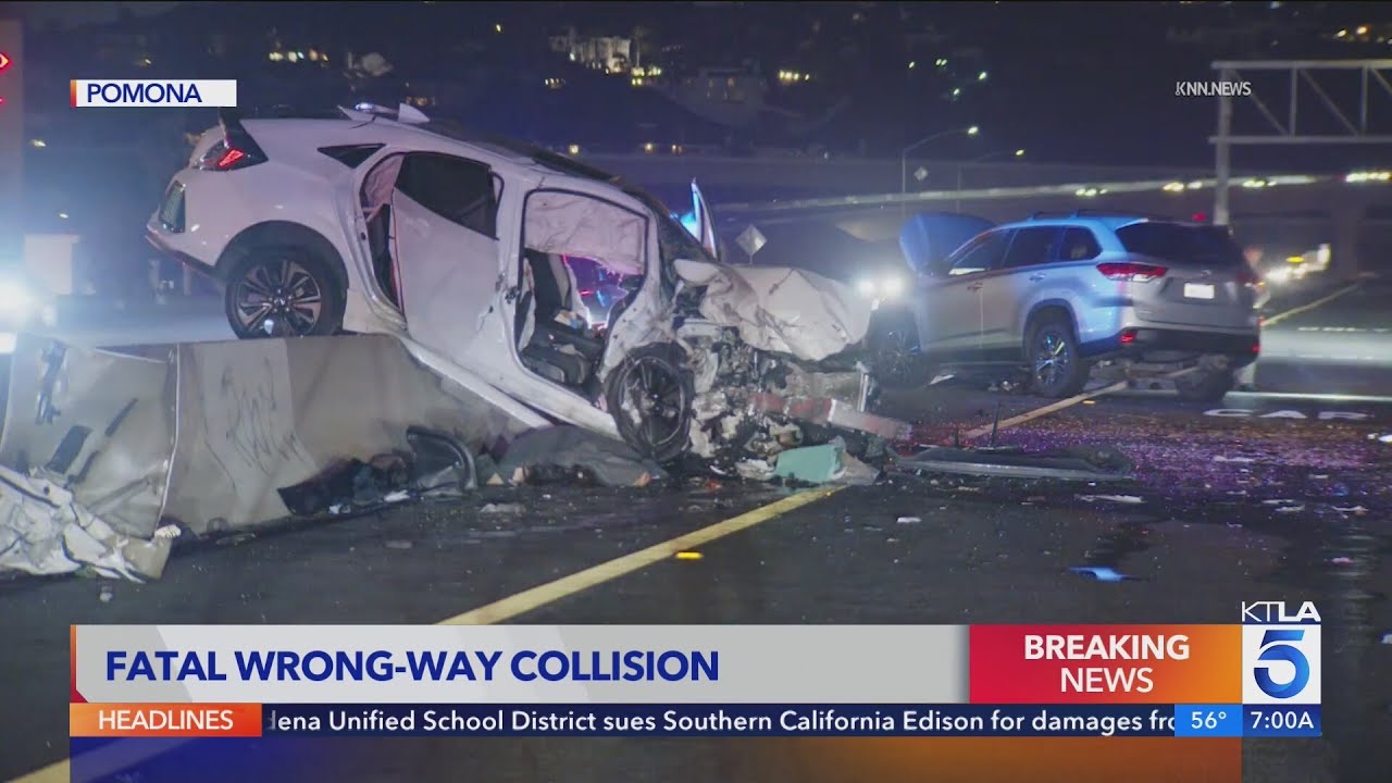 Violent wrong-way crash claims 2 lives in Pomona 