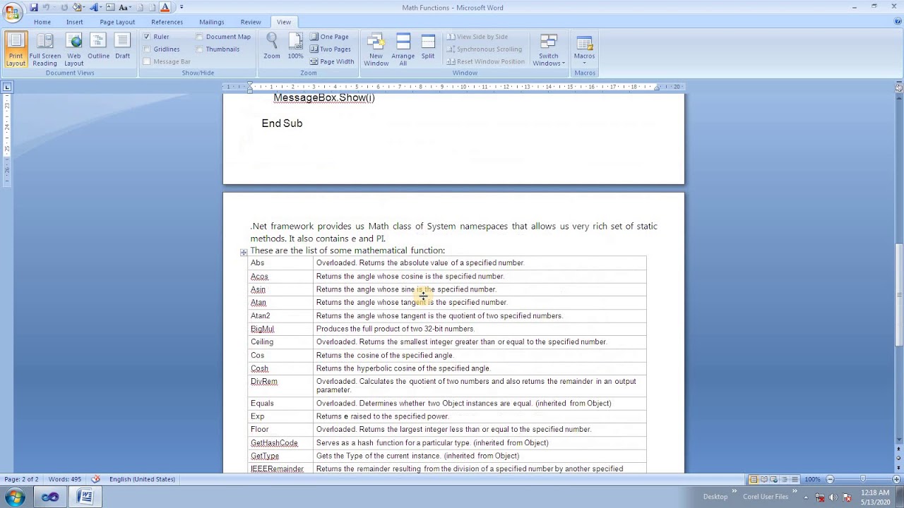 VB.Net | Math Functions | Hartron Skill Centre, Near Jat College, Hisar