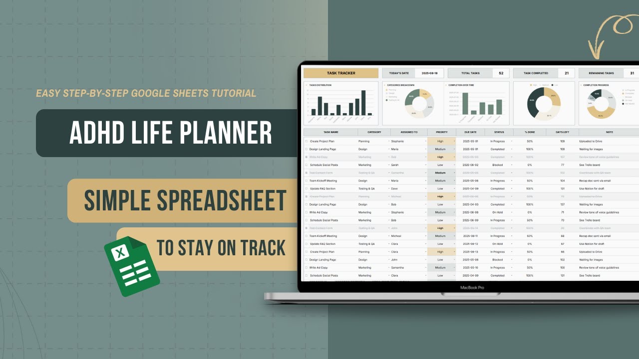 Ultimate ADHD Life Planner Google Sheets & Excel Tutorial | Stay Organized, Focused & Stress-Free
