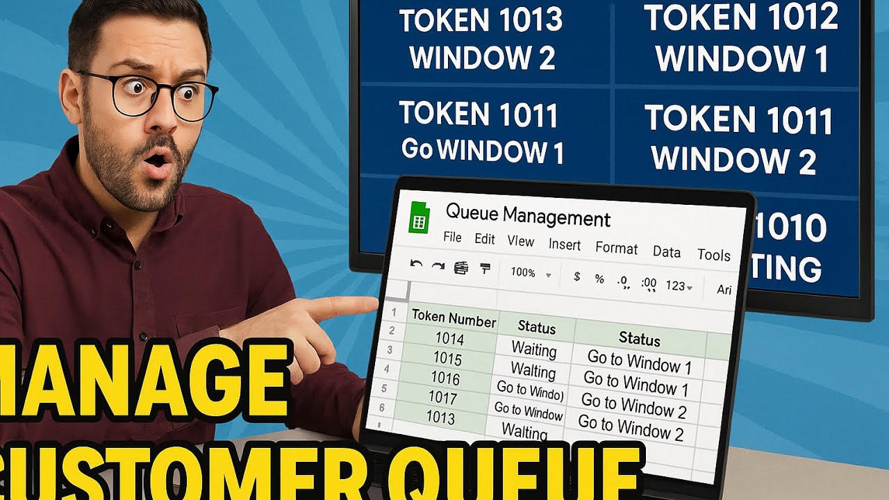 Google Sheet for Customer Queue Management Service with Display Board on Counter