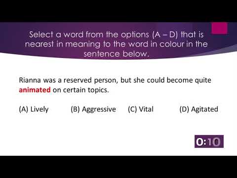 English Language - Grade 10: Sentence Completion Using Synonyms