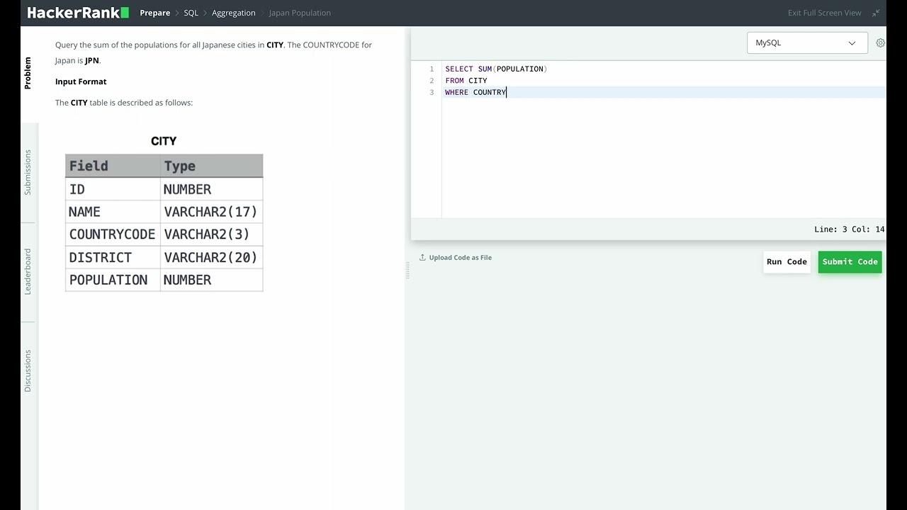 Hackerrank SQL Solution #26 Basic SQL - Japan Population