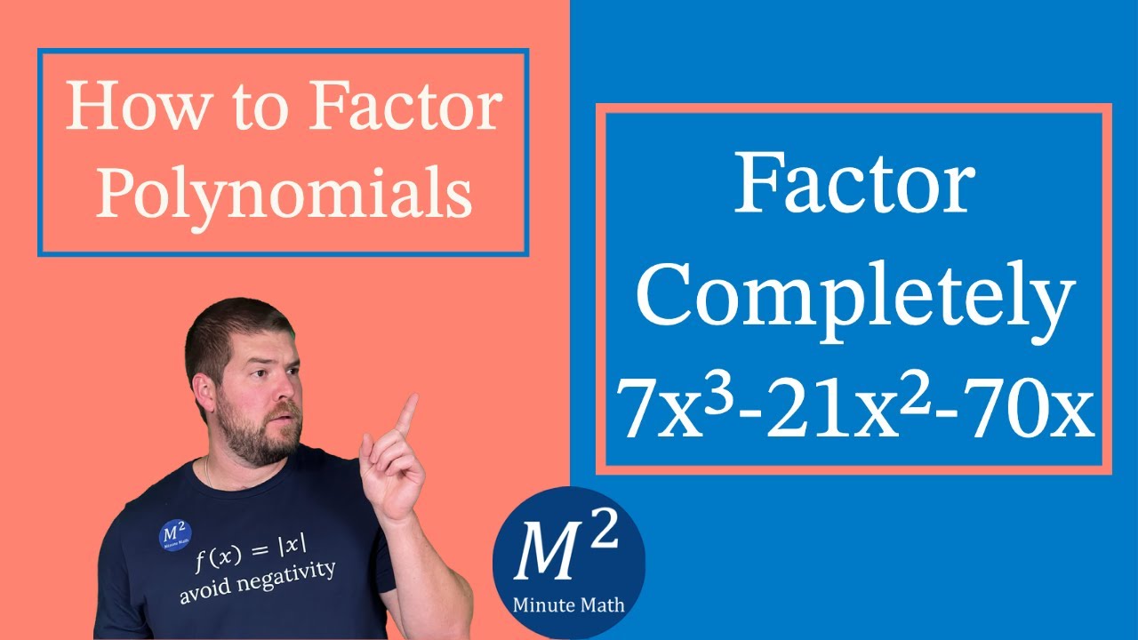 How to Factor Polynomials | Factor Completely 7x³-21x²-70x | Minute Math