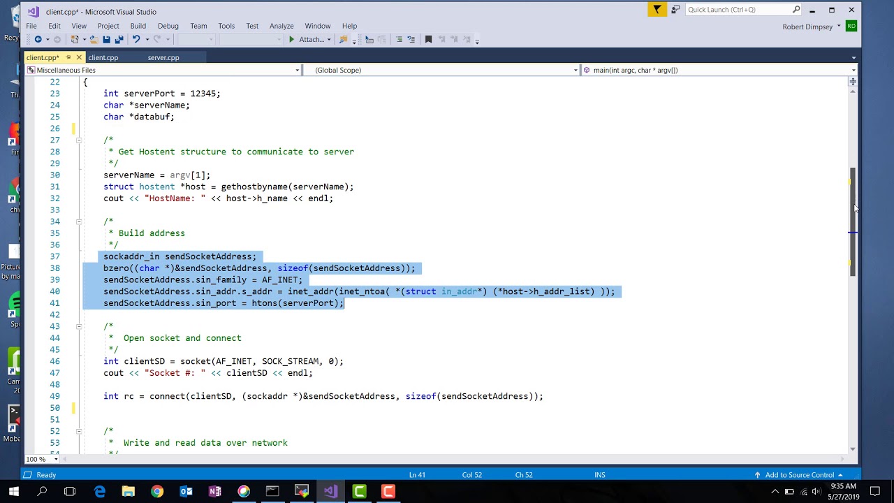 Socket Code (client)