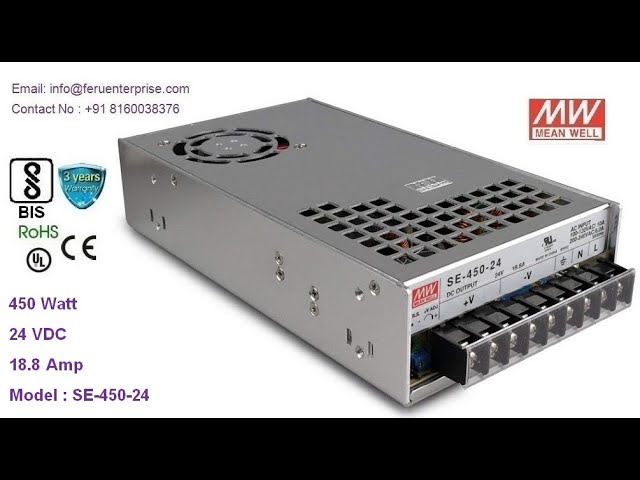 SE-450-24 Meanwell Power Supply 450W SMPS - 24VDC 20A Meanwell SMPS ...