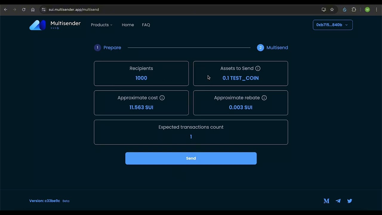 How to send any token to multiple addresses on the Sui Multisender