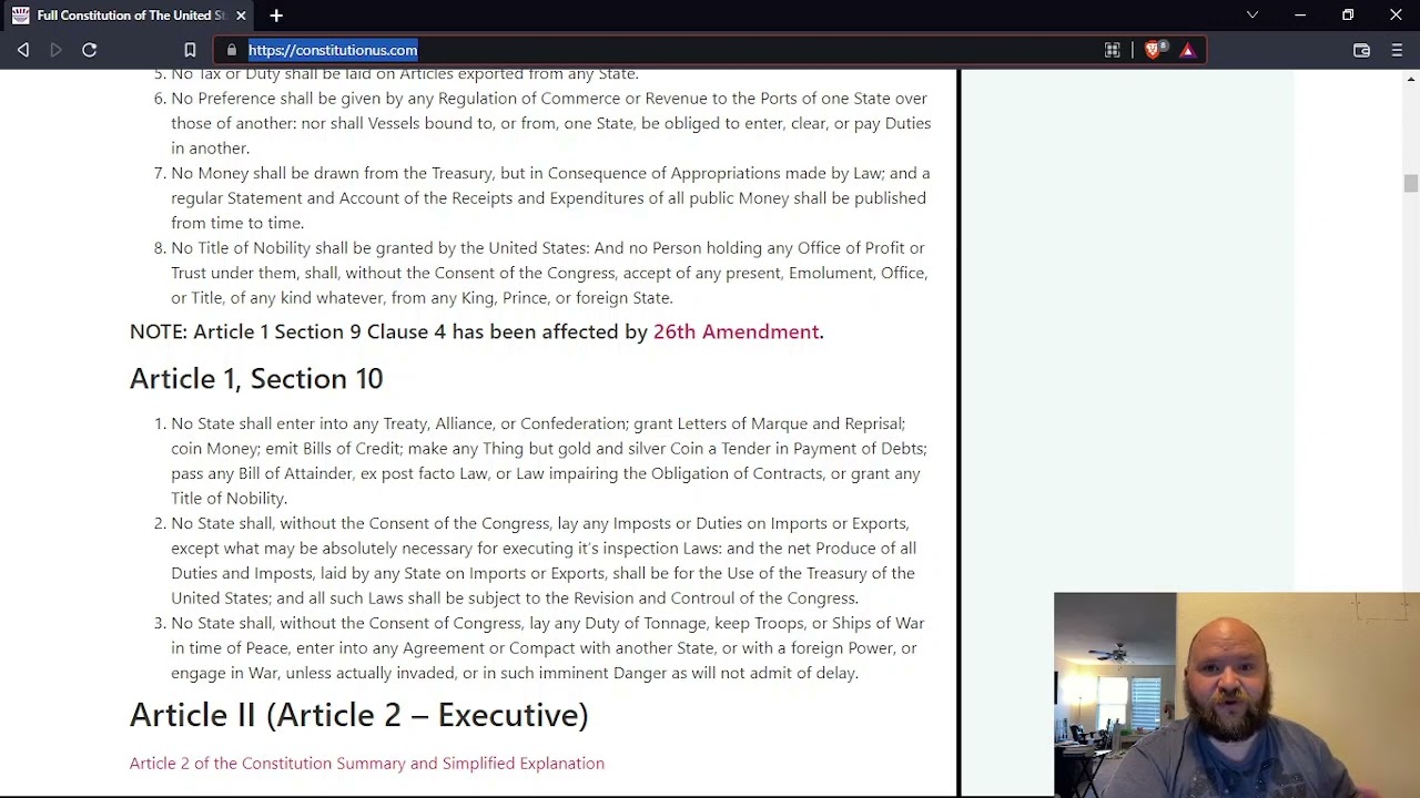 Let's Read The Constitution (Since Congress Doesn't) Article 1 Section 10