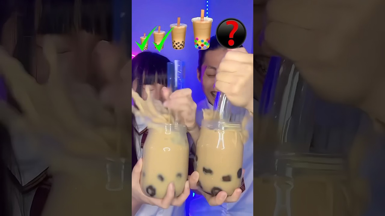 Boba emoji challenge #mukbangBubble tea #asmr #mukbang