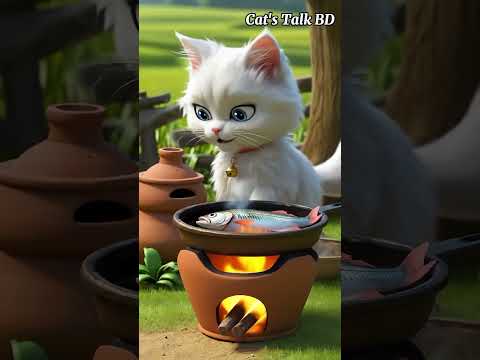 Mini the Cat Shares Her Fish 🐟 | Cute Cat Story | Animated Animal Short #Shorts