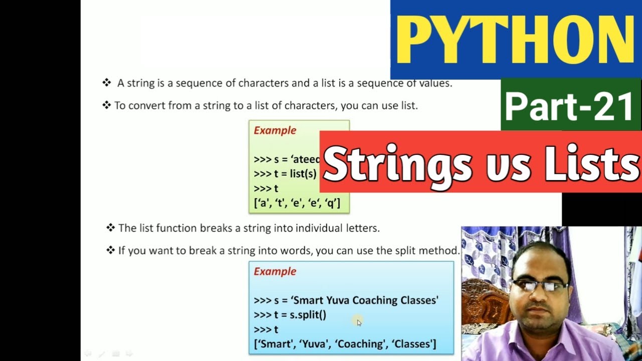 PYTHON | Part-21 | Strings vs Lists