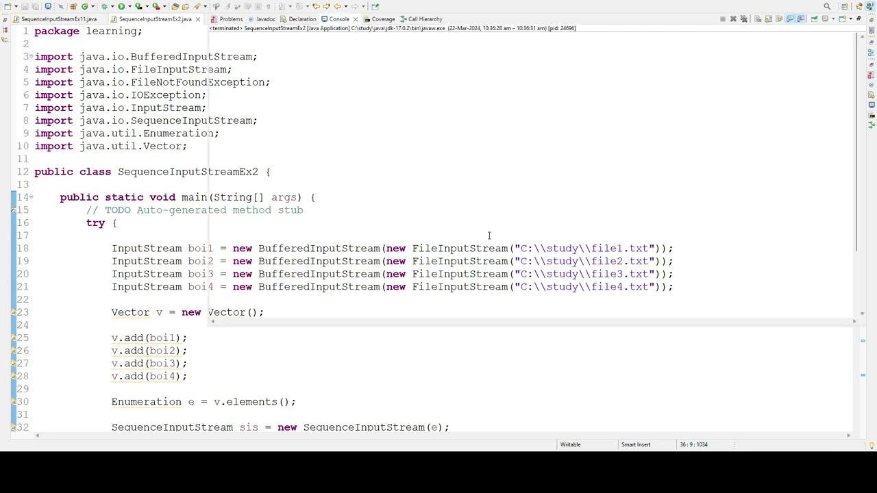 How to Use SequenceInputStream | Java Program |  #2024