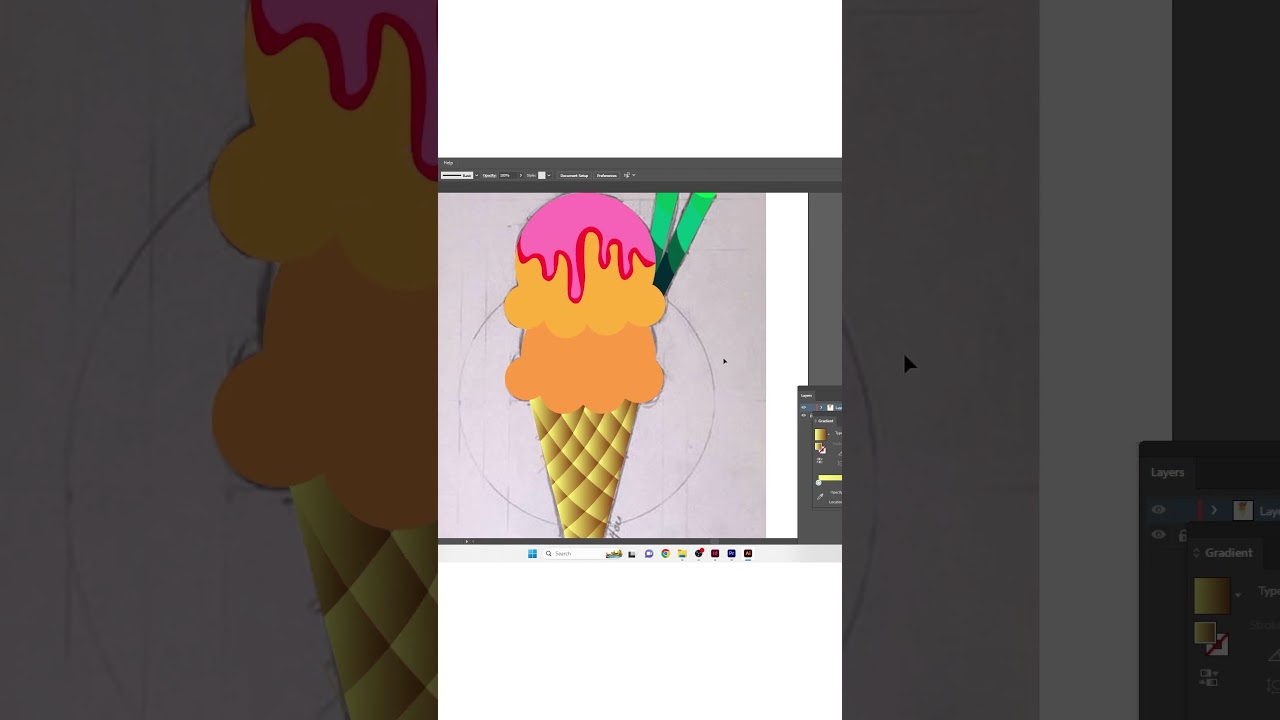 How to draw a ice cream (Adobe Illustrator Sketch to Vector Tutorial)