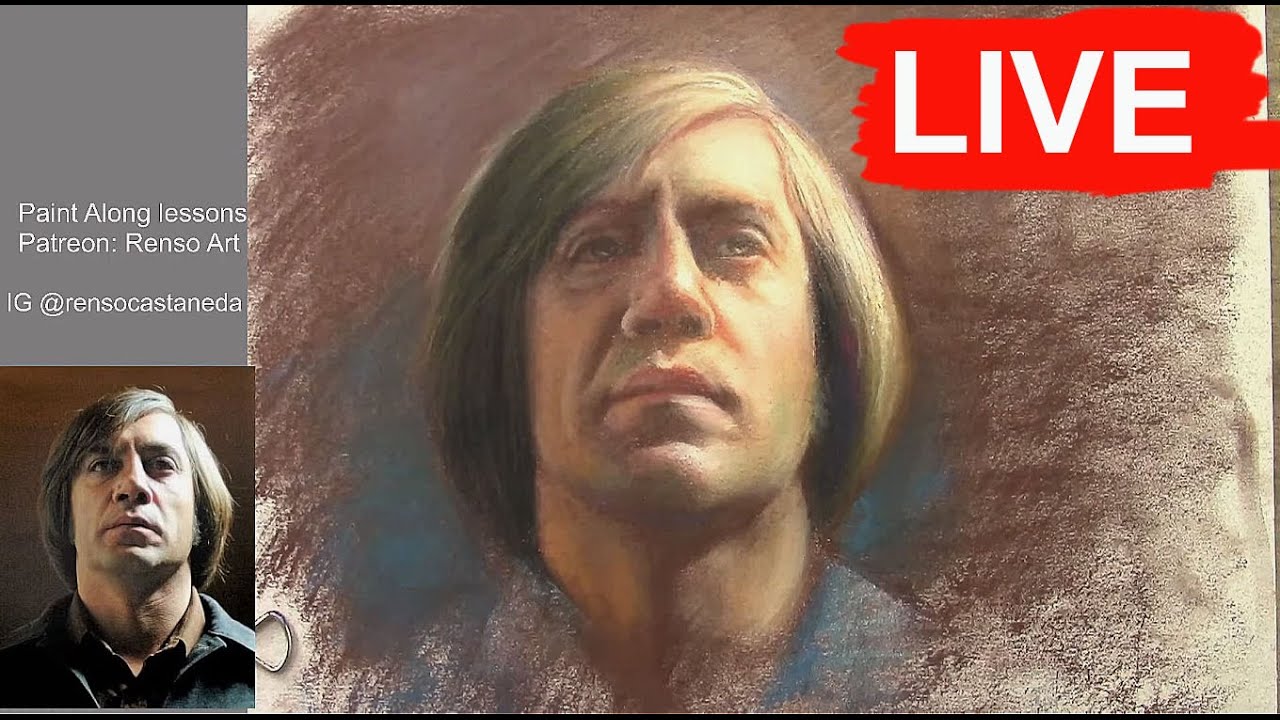 Live Pastel Portrait - Javier Bardem