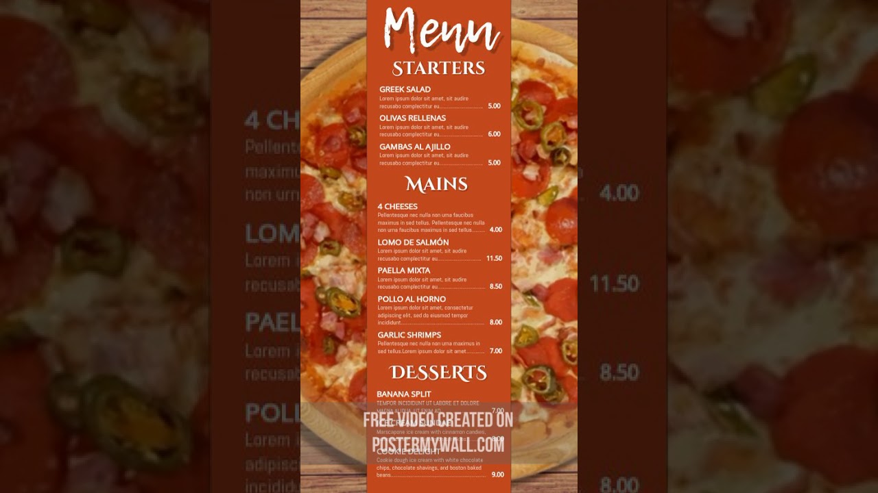 Copy of Pizza Restaurant Digital Menu Template   Made with PosterMyWall