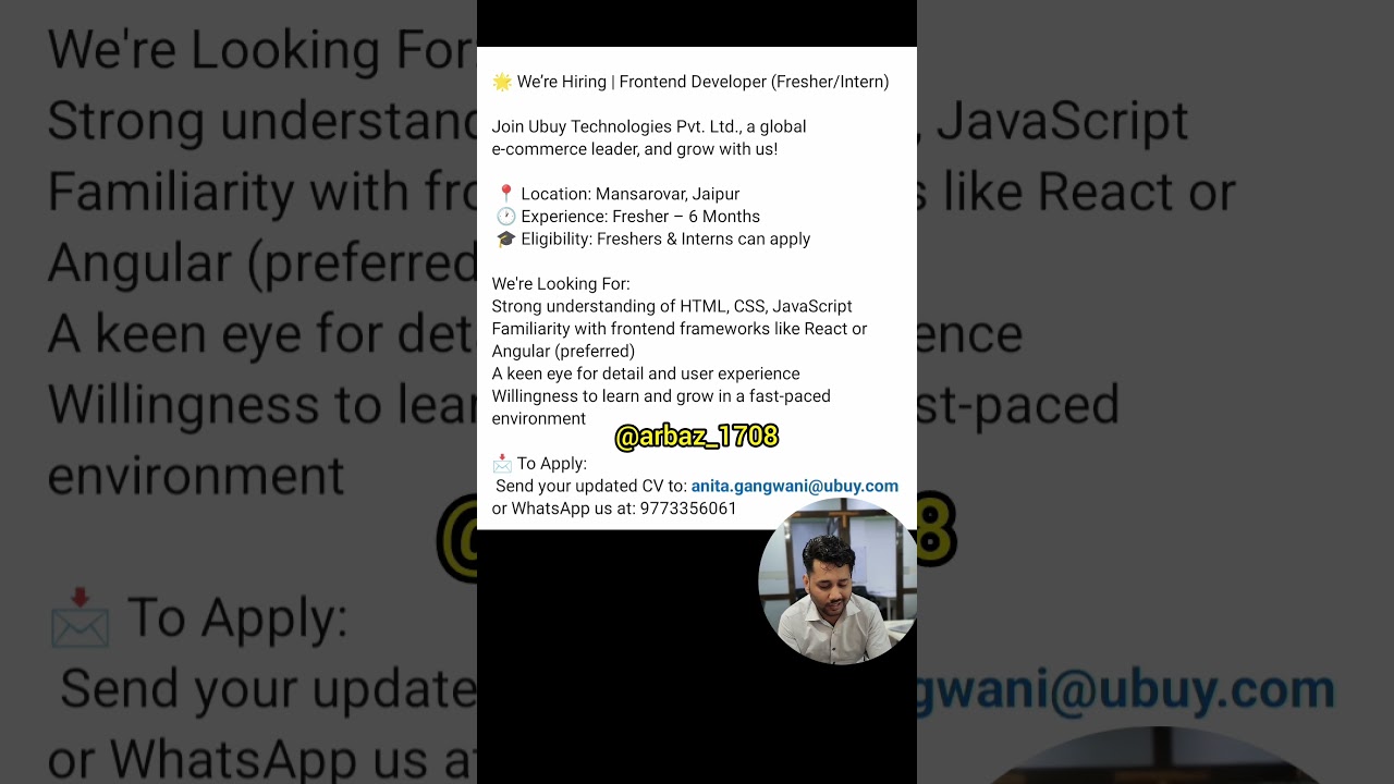 front end developer hiring  | tech job | reactjs developer| reactjs job