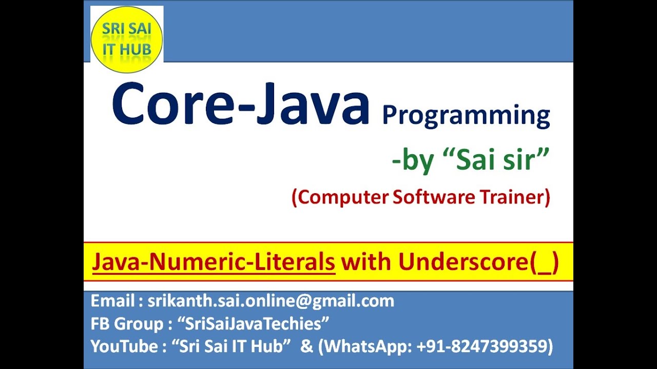 Java Numeric Literals with Underscore(_) #312 || Java Literals || Literals in Java || Java Constants