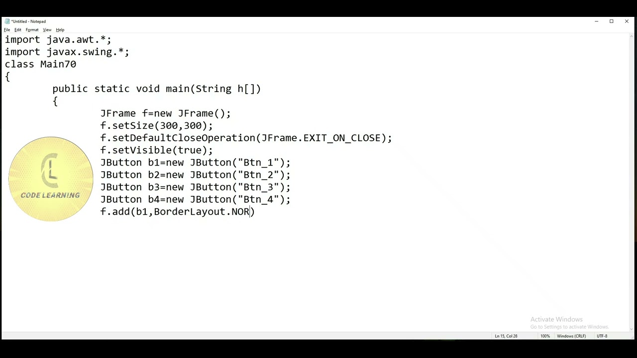 Java | Swing class 'Border Layout' | CodeLearning