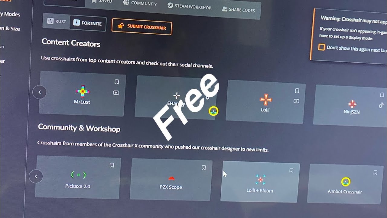 How to get custom crosshair free crosshairs x windows 10/11