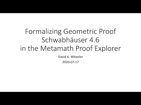 Formalizing Geometric Proof Schwabhäuser 4.6 in the Metamath Proof Explorer (using mmj2)