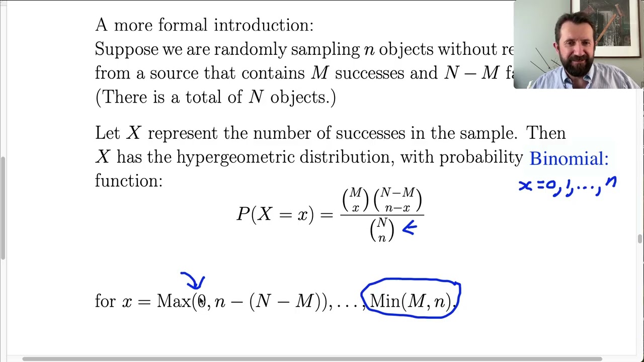 Discrete Probability Distributions: The Hypergeometric Distribution (STAT I – Full Lecture)