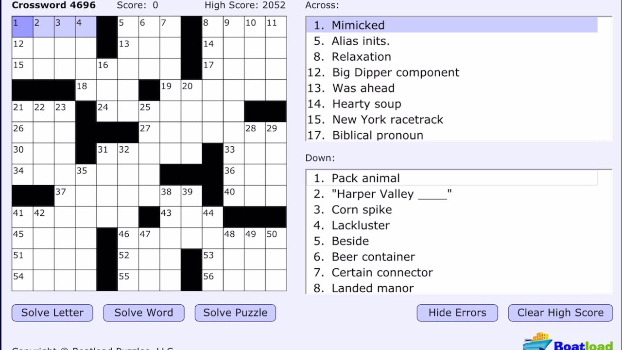 Boatload Crossword Puzzle: 4696