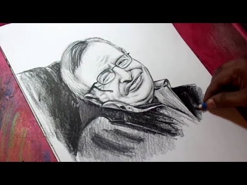 How to Draw Stephen Hawkings Pencil Portrait Detail Drawing | Gerard D ...
