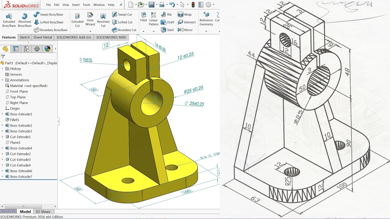 SolidWorks Tutorial for beginners Exercise 2