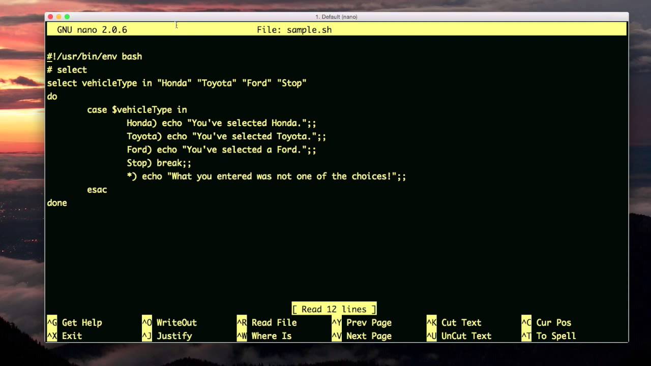 read syntax and select syntax for user input (bash scripting)