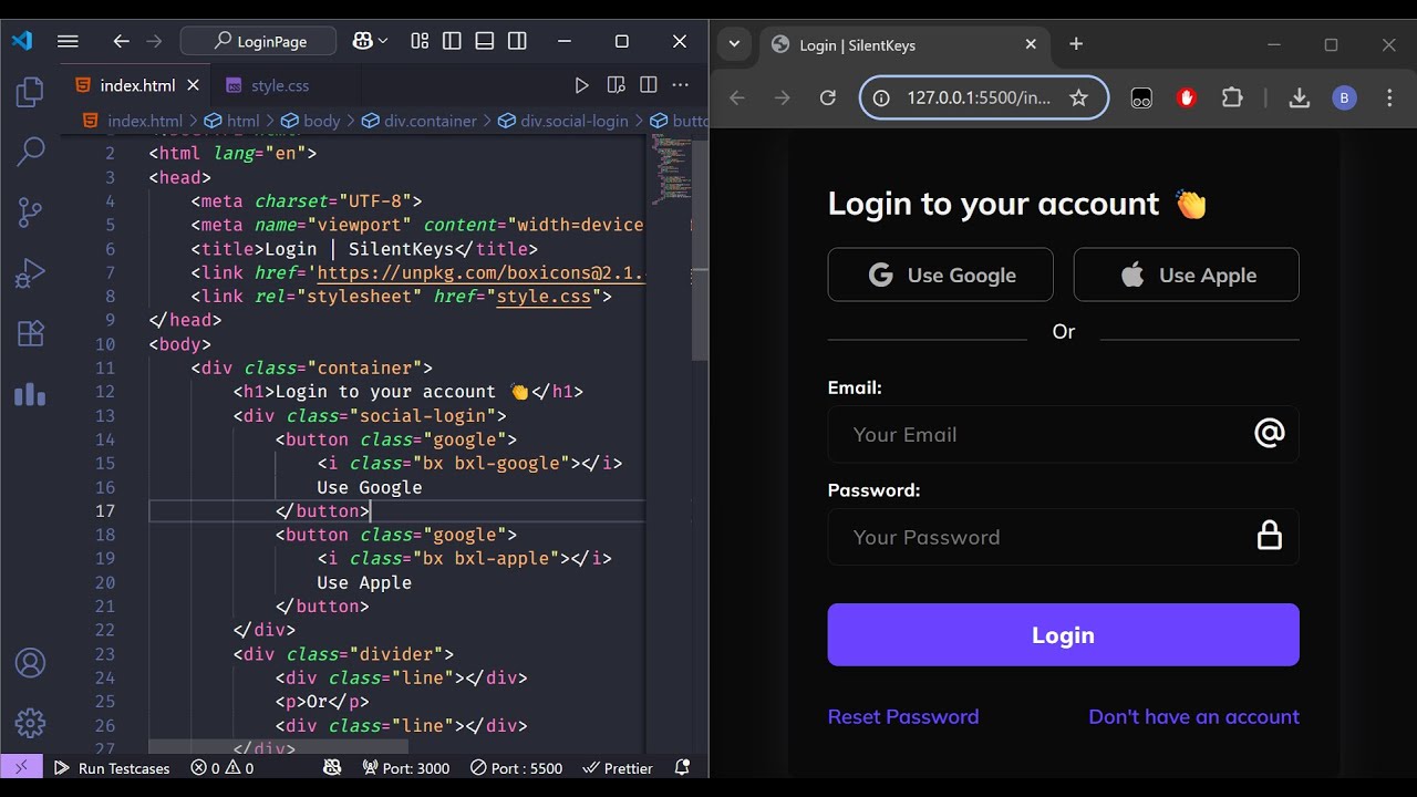 Silent Keys | Dark Mode Login Page ASMR Coding 💻🌙 (Responsive + Clean UI)