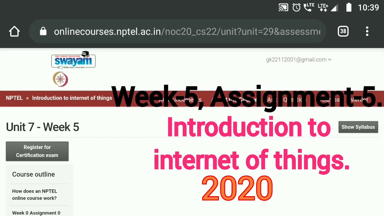 Assignment-5 // Introduction to internet of things 2020 // NPTEL // SWAYAM // IOT weak-5 answer //