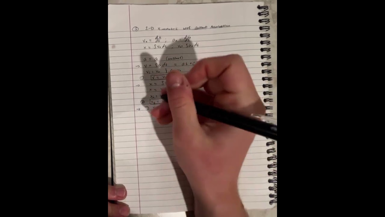 UPI Final Study Guide — 3. 1-D Kinematics for Constant Acceleration