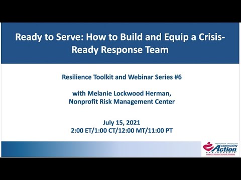 Ready to Serve How to Build and Equip a Crisis Ready Response Team