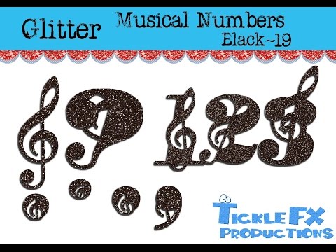 21 Glitter Musical Numbers and Special Symbols Vectors: black color Clip Art