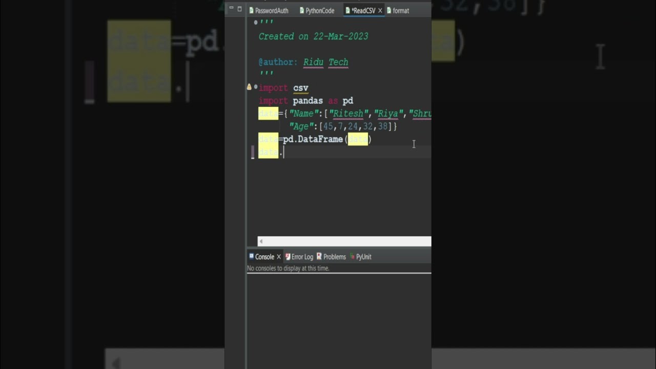 Python Code to create a CSV file #shorts #viral #python #pythonprogramming #codinginterview