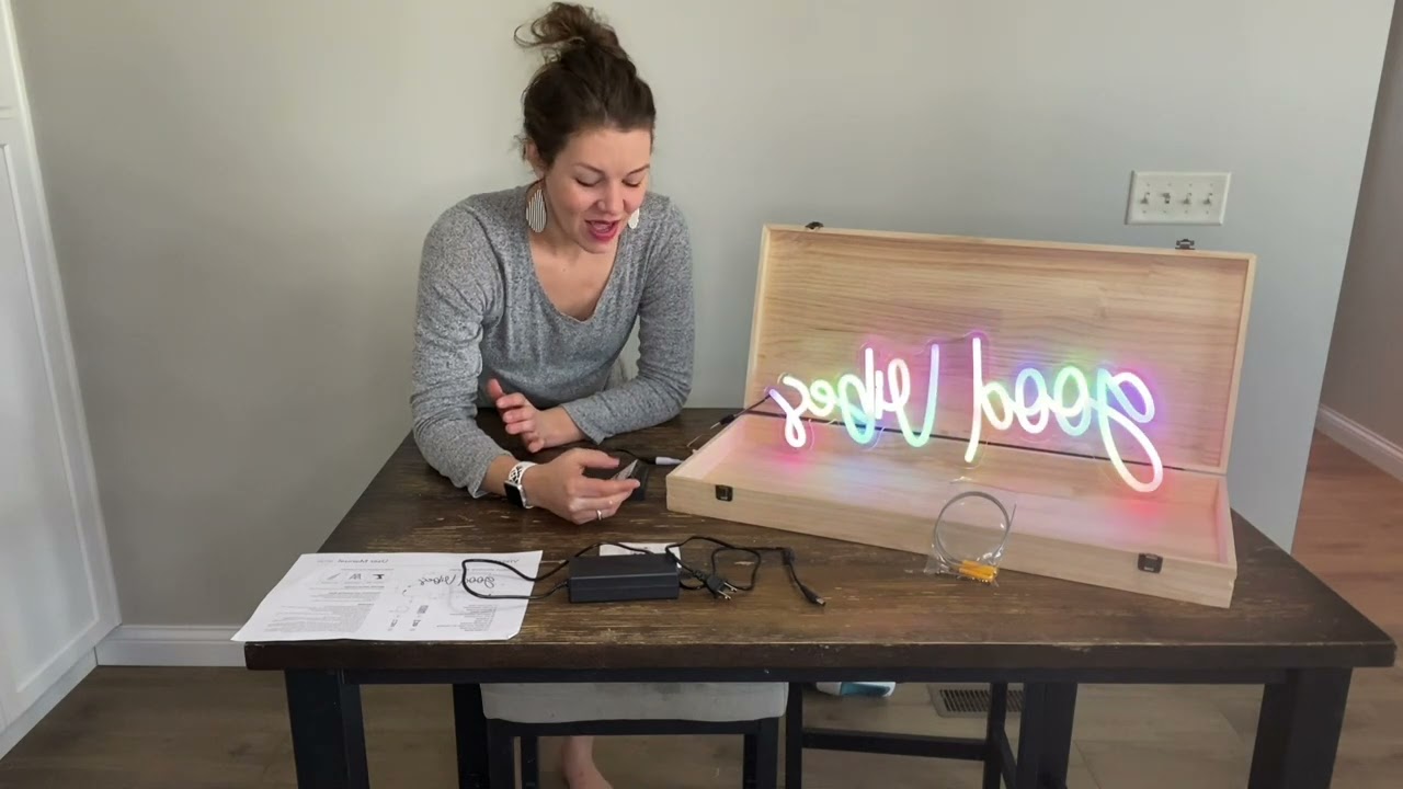 Review of VIBESNEON Good Vibes Neon Sign, Colorful Flashing Lights, 12 Different Colors Neon