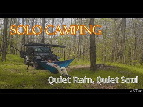 Solo Camping in the Rainy Forest | Jeep hammock camp | korean Instant balck bean noodles & Fire