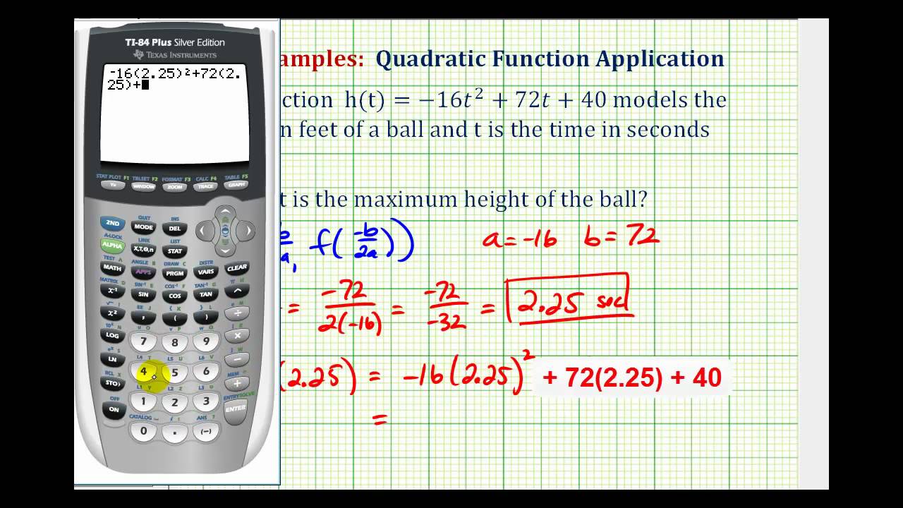 Ex: Quadratic Function Application - Time and Vertical Height