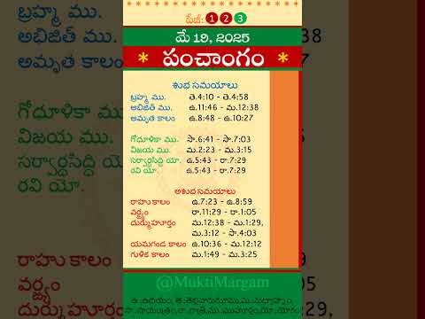 Eroju Panchangam Eroju Telugu Panchangam Today Panchangam in Telugu Calendar Today Tithi, 19/05/2025