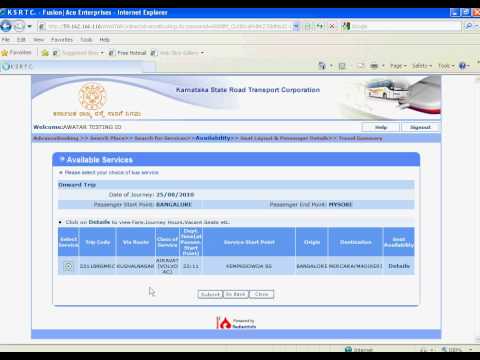 KSRTC E-TICKET ***BOOKING FROM MURALI ONEAPPS KSRTC CENTRAL OFFICE