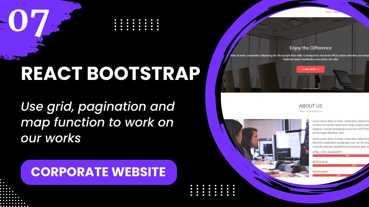 React Bootstrap #7 - Use grid, pagination and map function to work on our works
