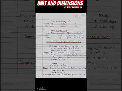 Unit and Measurements One Short Physics | Class 11 Physics NCERT Based Explane By study material sm