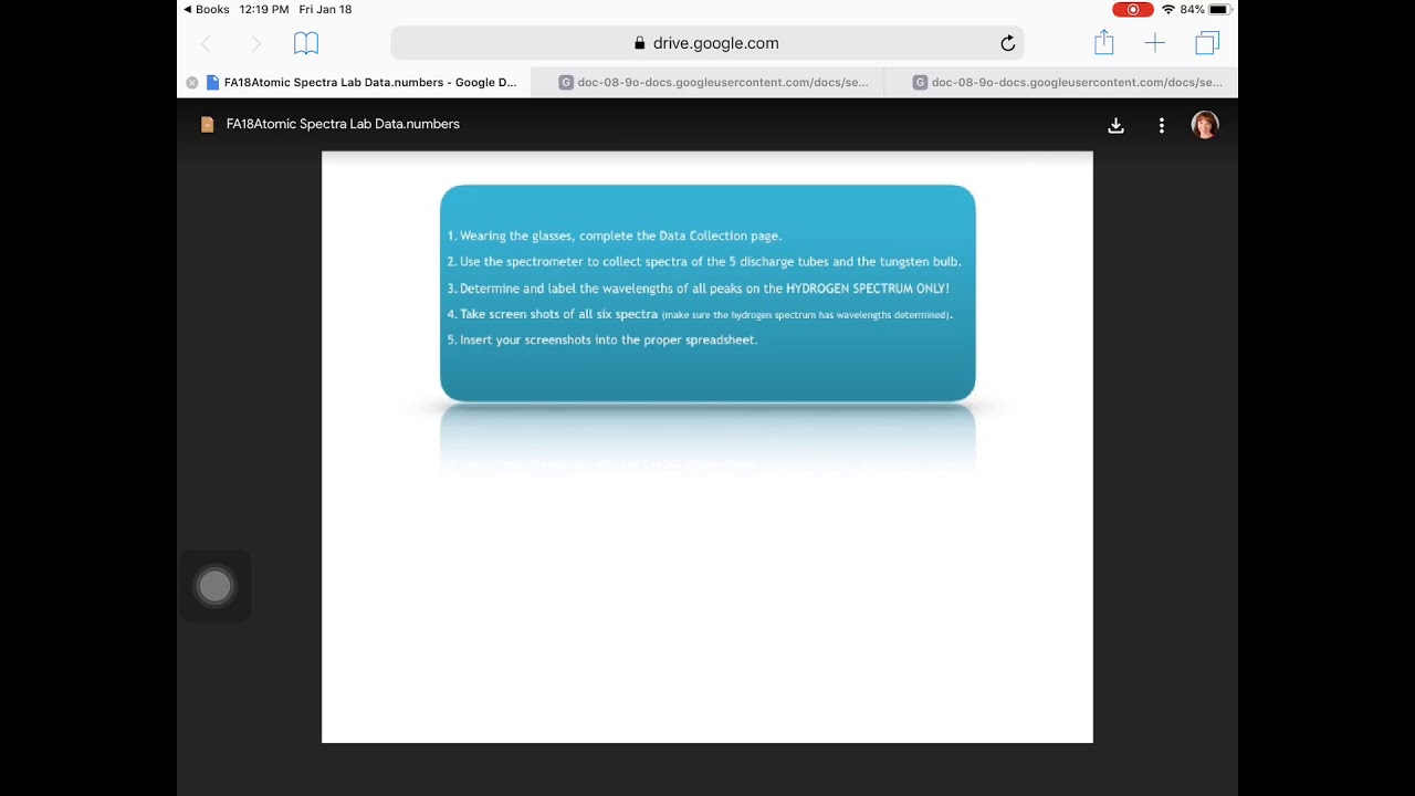 Download Numbers Spreadsheet for Atomic Spectra Lab