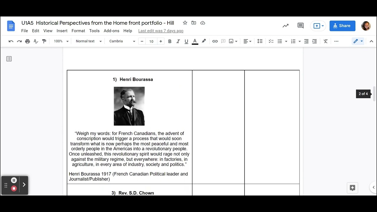 U1A5 Historical Perspectives from the Home front portfolio - Hill - Google Docs