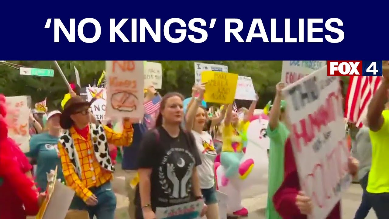 Thousands attend 'No Kings' protests Dallas-Fort Worth despite rain