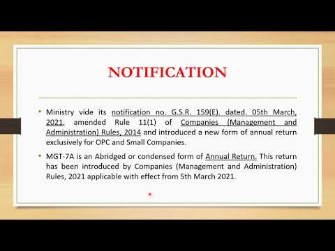 FORM MGT-7A : Abridged Annual Return