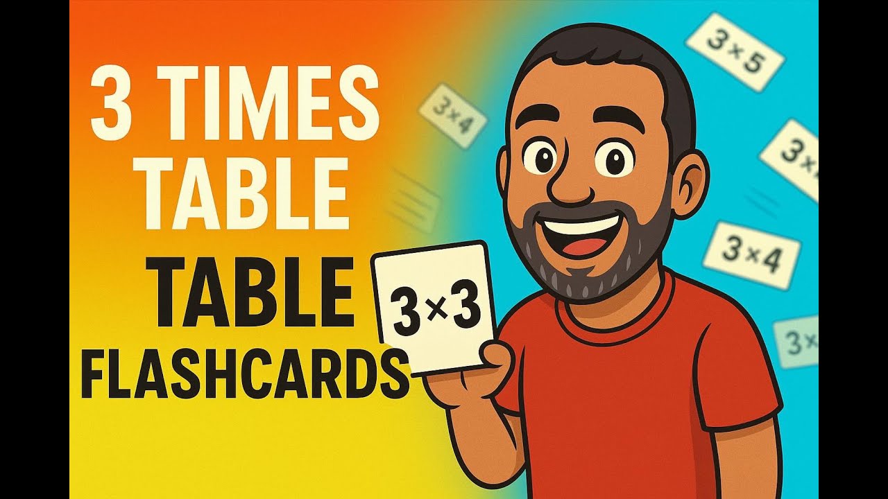 3's times tables flashcards / multiplication facts game